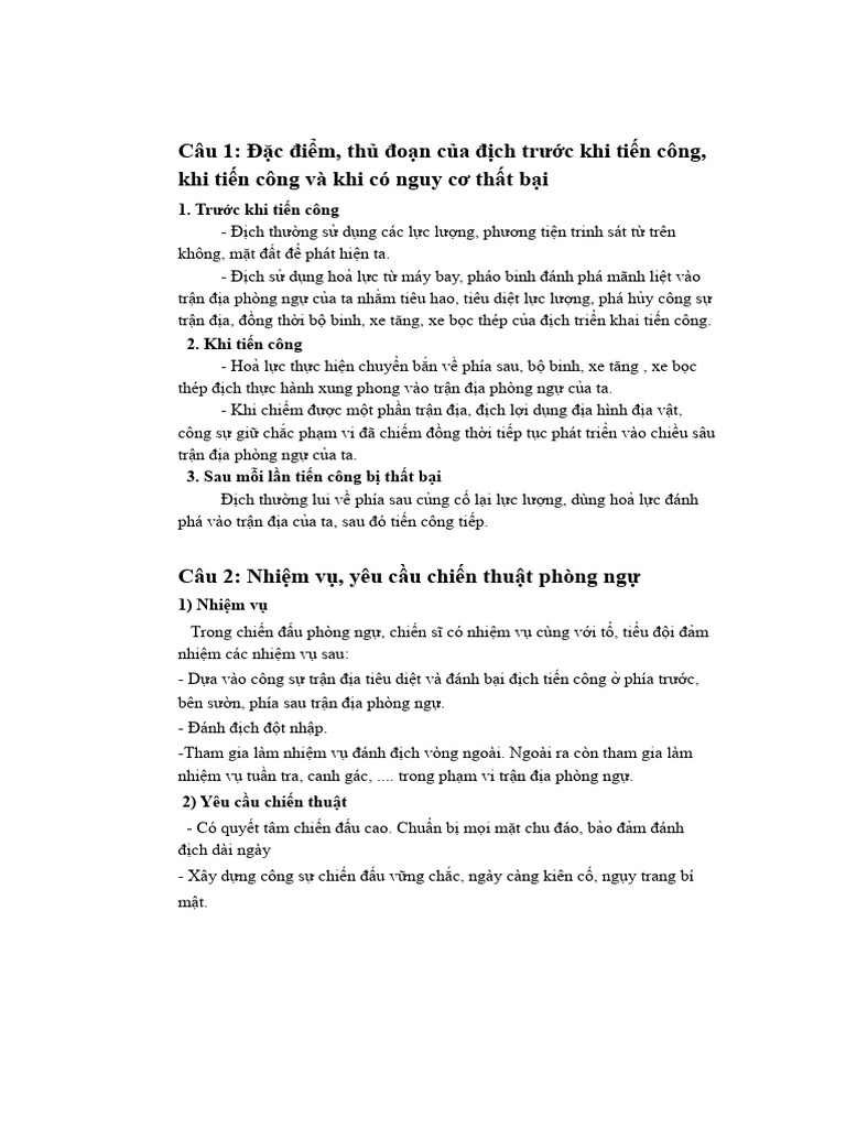 Cau Hoi Kiem Tra Hoc Phan 4 Giao Duc Quoc Phong Va An Ninh Truong Dai 79173 | PDF