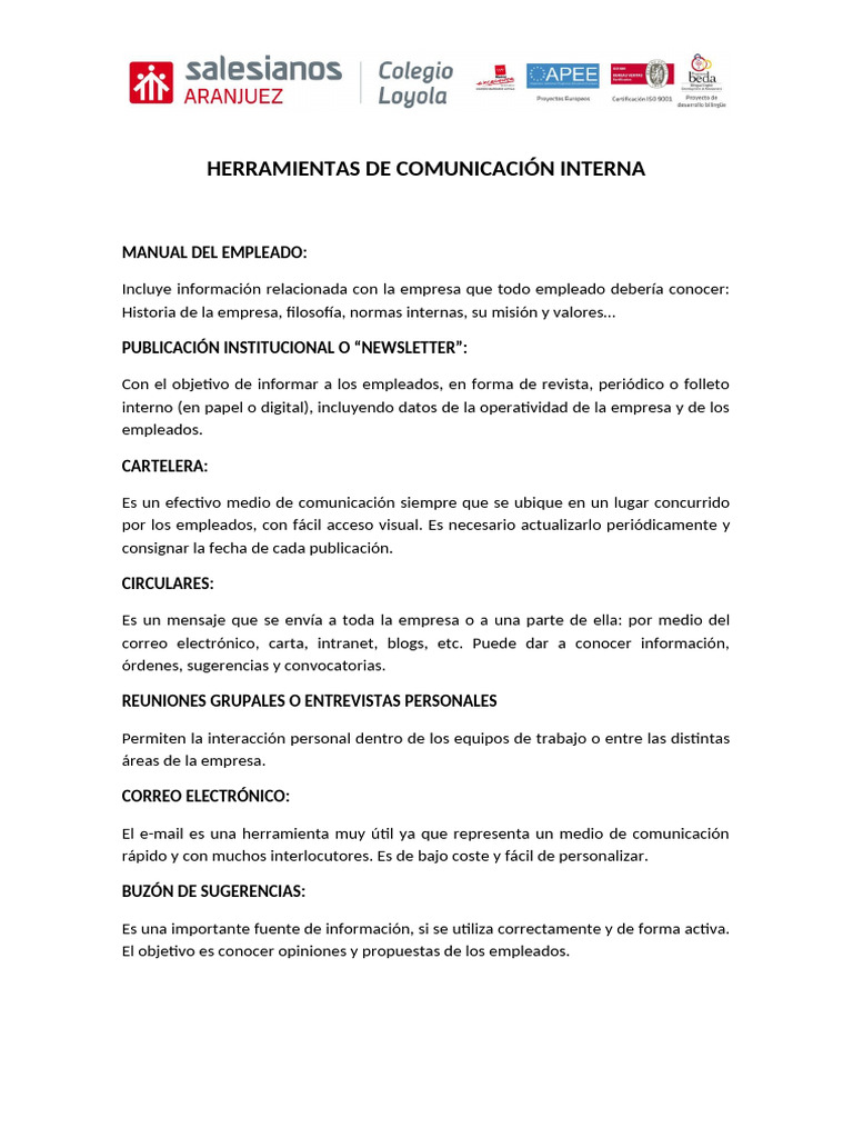 Herramientas de Comunicación Interna | PDF | Business | Información