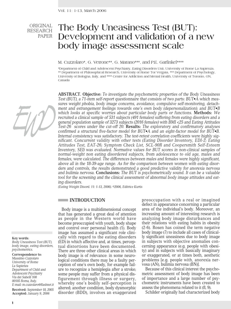 Body Uneasiness Test Validation Study | PDF | Bulimia Nervosa | Eating ...