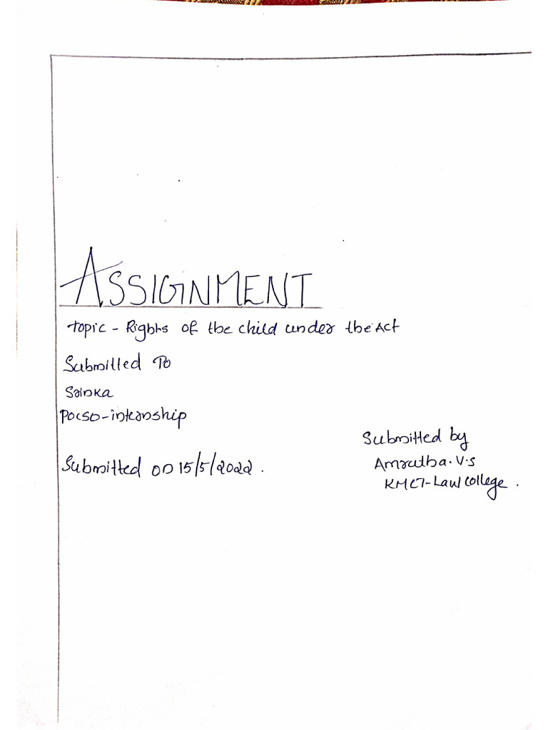 Amrutha V S - Assignment 1 - Pocso Act | PDF