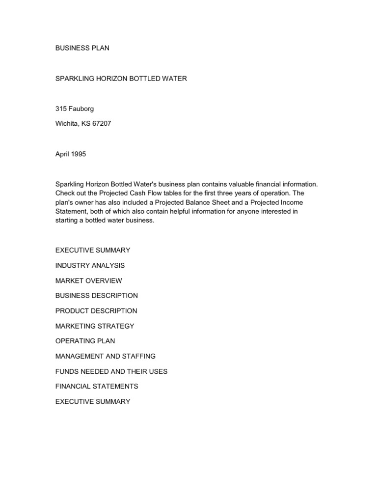 BE-Business Plan of Mineral Water | PDF | Bottled Water | Expense