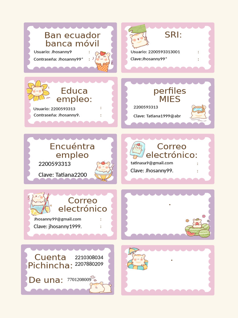 Tarjetas Tacho | PDF