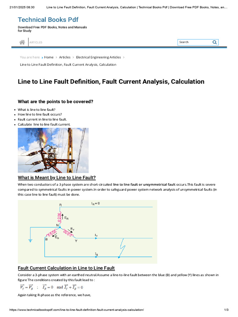 Line To Line Fault Definition, Fault Current Analysis, Calculation - Technical Books PDF | PDF ...
