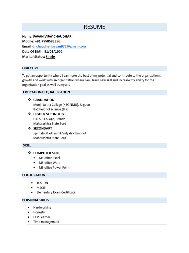 PAVAN RESUME | PDF