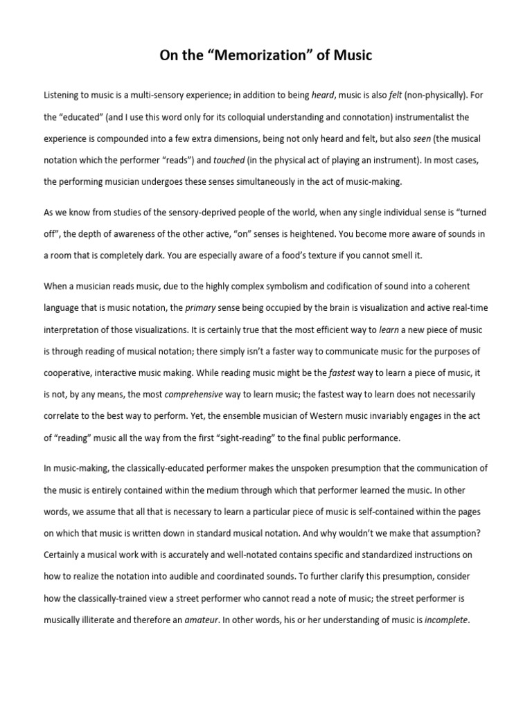 On The Memorization of Music | PDF | Musical Notation | Rhythm