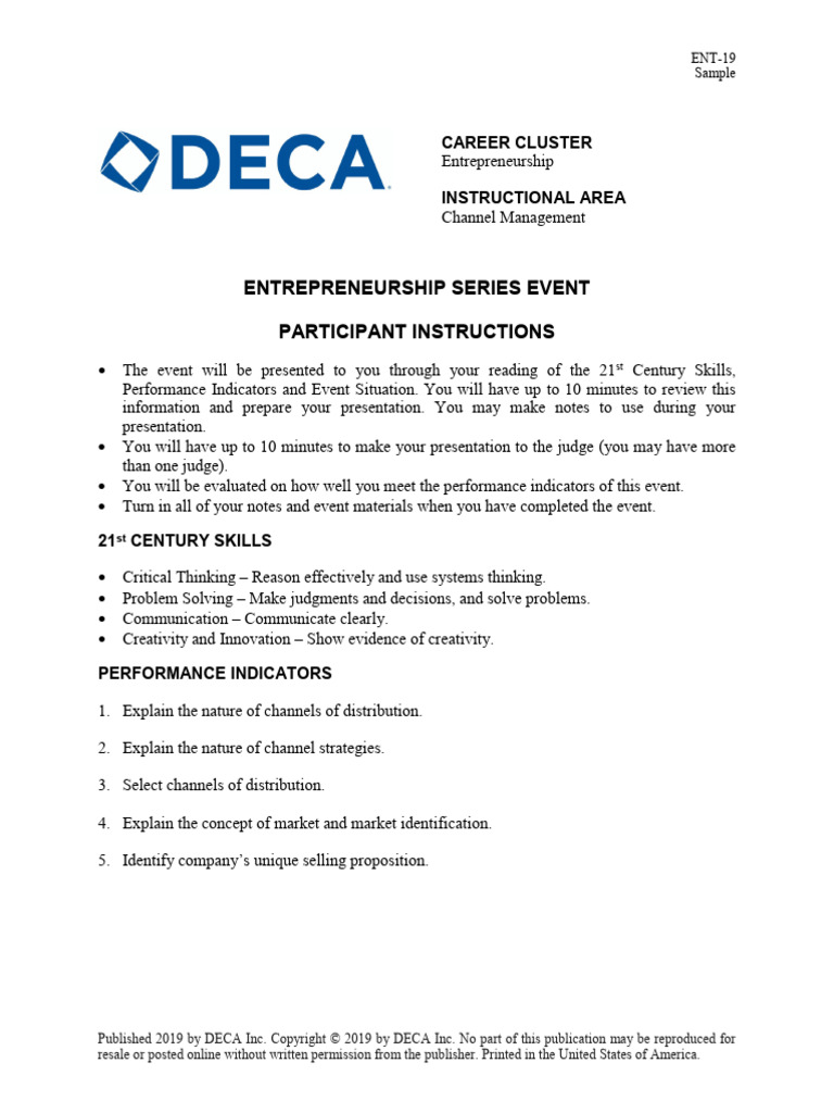 Teach DECA ENT ChannelManagement Sample RP | PDF | Retail | Cosmetics