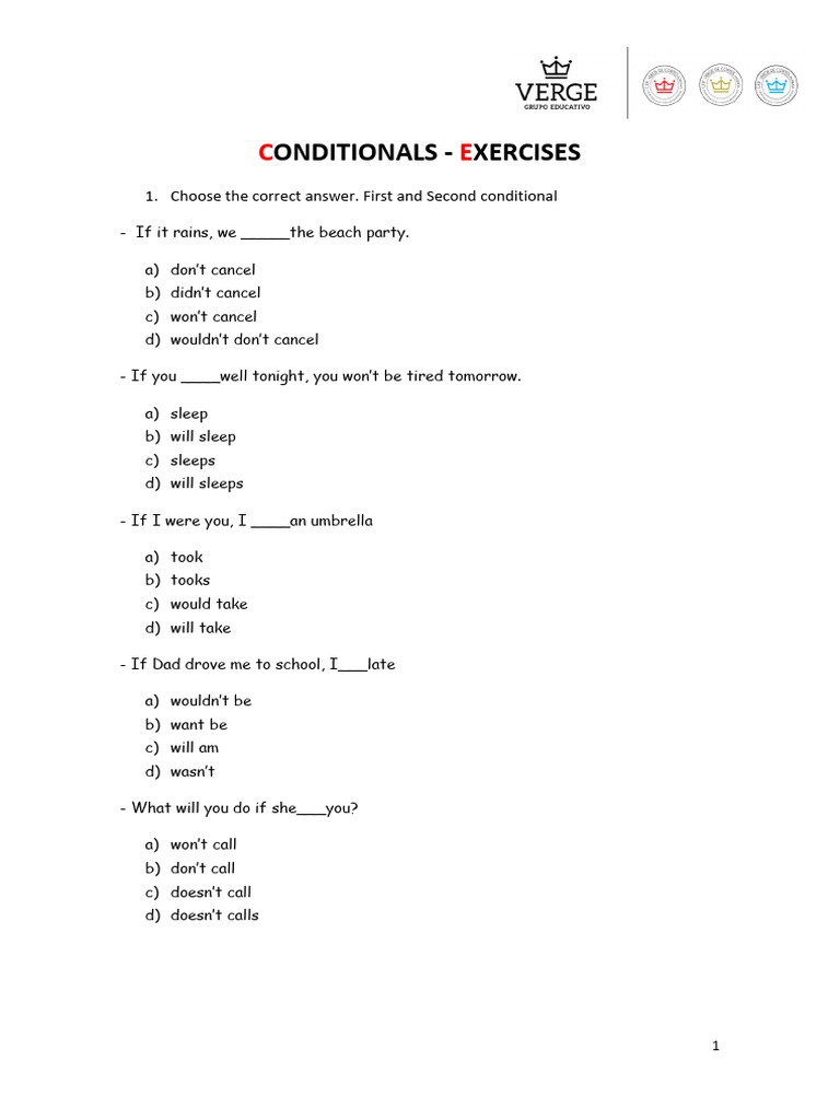 Unit 6 - EXERCISES Conditionals | PDF