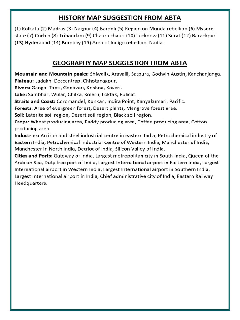 History Map Suggestion From Abta | PDF