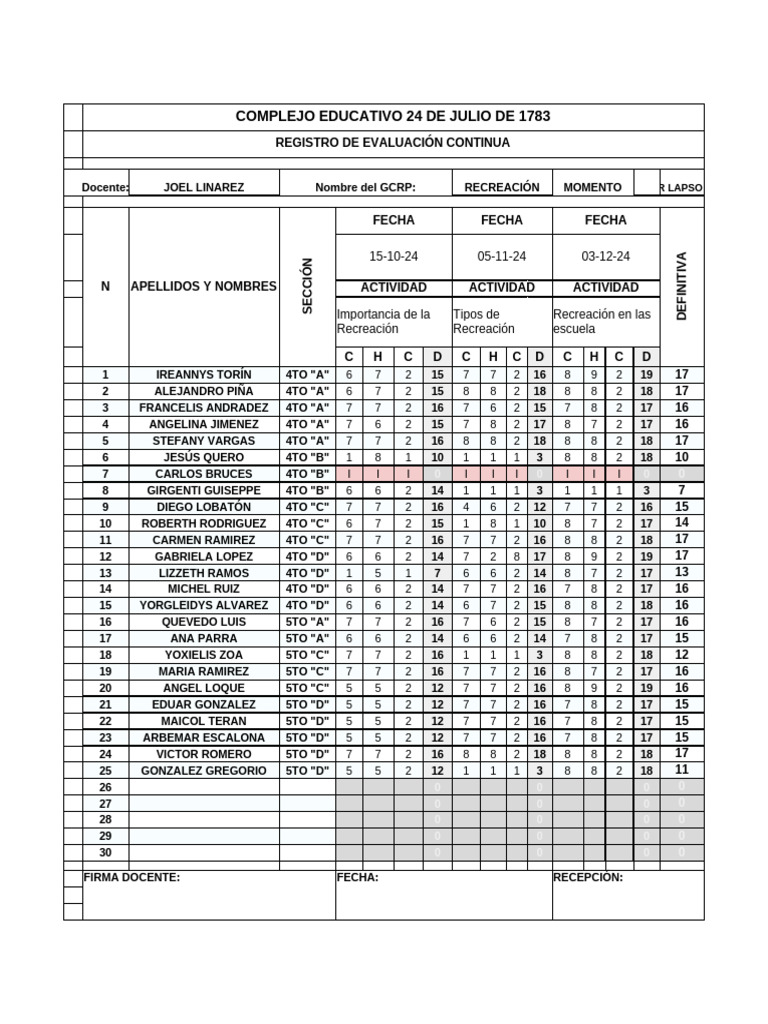 REGISTRO DE NOTAS ESCOLARES v2 | PDF
