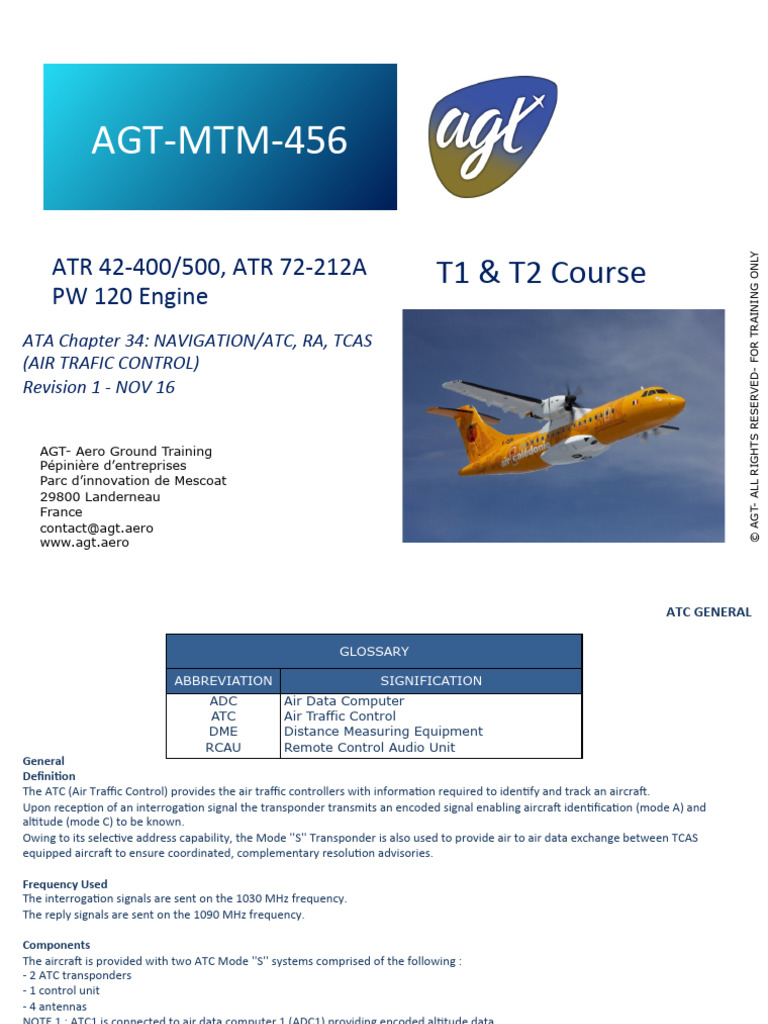 Agt-Mtm-456 - Ata 34-500 Atc | PDF | Transponder (Aeronautics) | Avionics