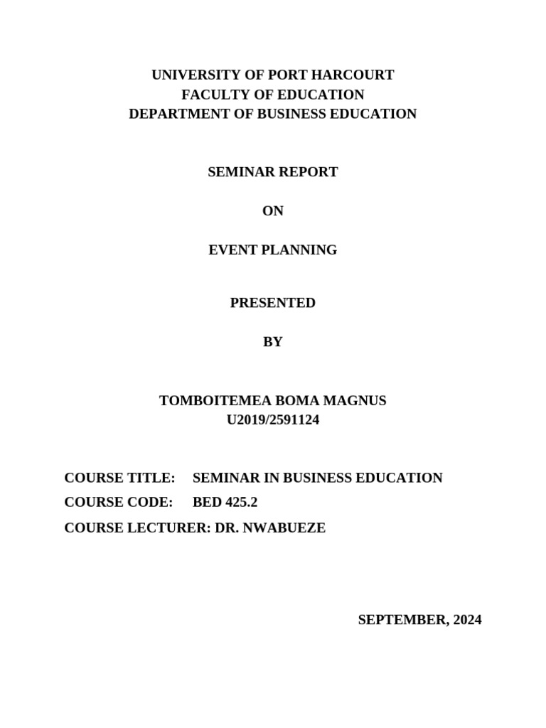 Seminar On Event Planning | PDF | Planning | Business