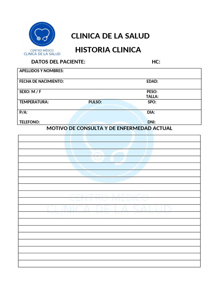 Historia Clínica de Paciente en Clínica | PDF