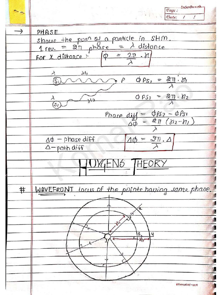 WAVE OPTICS Handwritten Notes Class 12 Physics 2 PDF | PDF