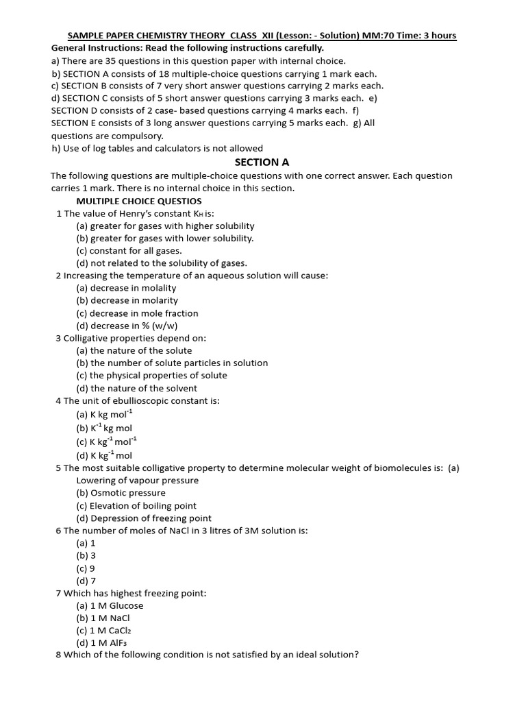 Xii Each Chapter 70 | PDF | Ion | Mole (Unit)
