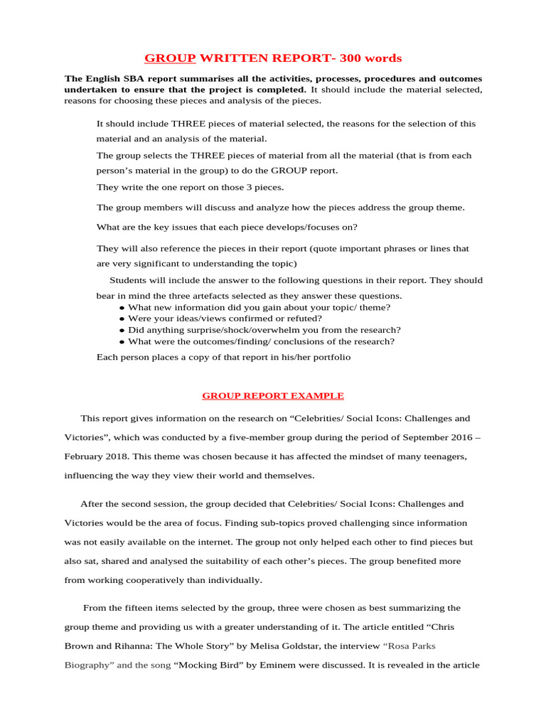 Group Written Report - Guidelines & Template | PDF