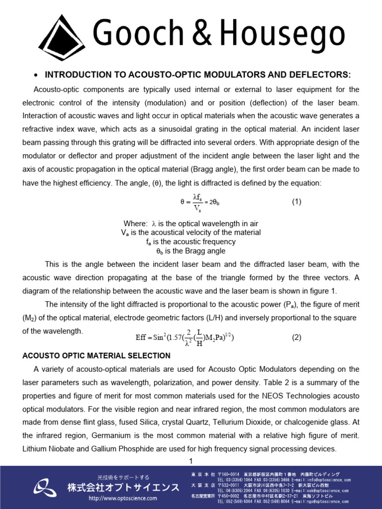 Intro To AO Modulators and Detectors | PDF | Waves | Electromagnetic ...
