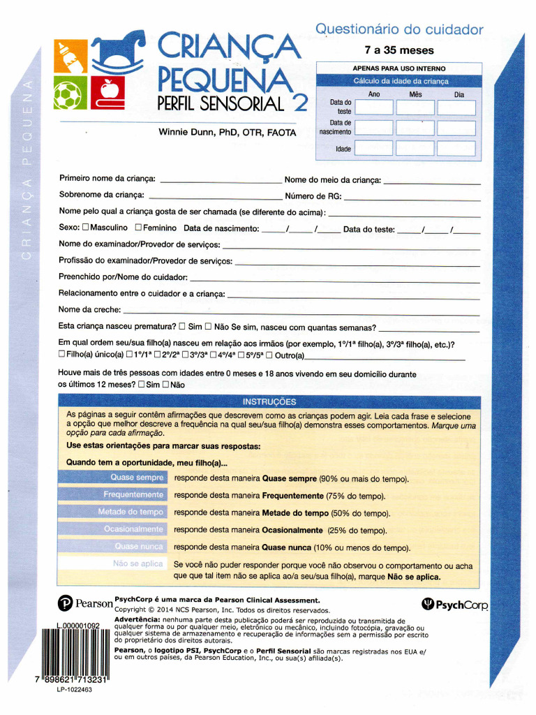Perfil Sensorial 2 - 7 a 35 meses | PDF