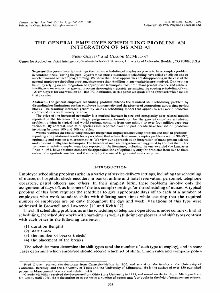 The General Employee Scheduling Problem: An Ai | PDF | Mathematical Optimization | Evaluation