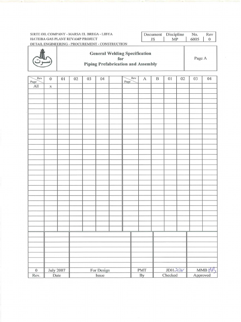 MP-6005 General Specification for Piping Prefabrication and Assembly | PDF