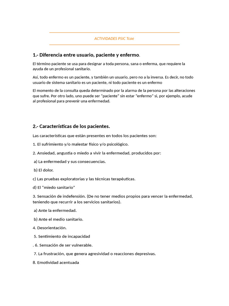 Actividades Psic Tema 5 | PDF | Dolor | Medicina