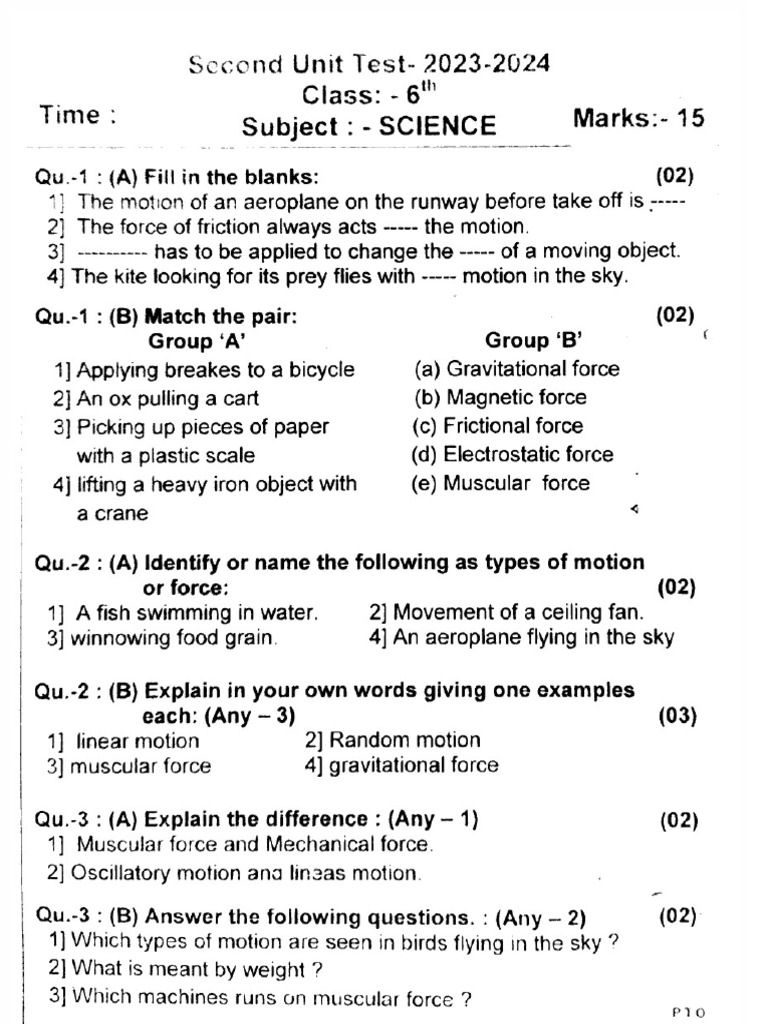 Science Question Paper | PDF