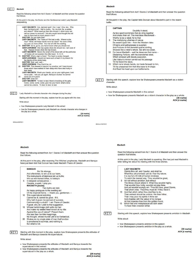 Macbeth-All-Past-Paper-Questions | PDF