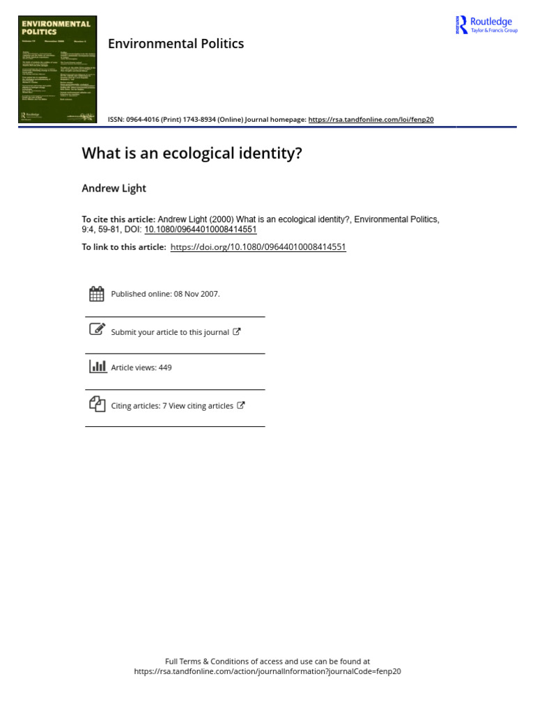 Understanding Ecological Identity | PDF | Ecofeminism | Environmental ...