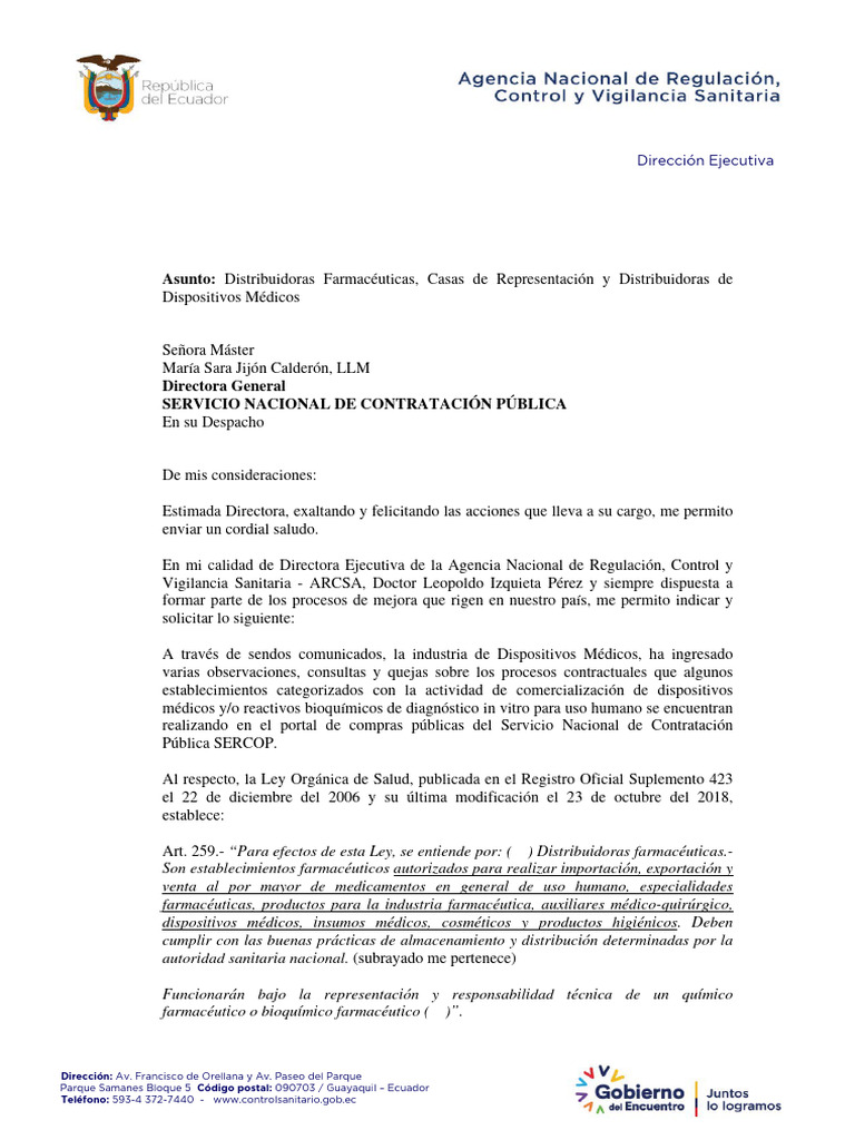 oficio_nro._arcsa-arcsa-2022-0209-o | PDF | Dispositivo médico ...