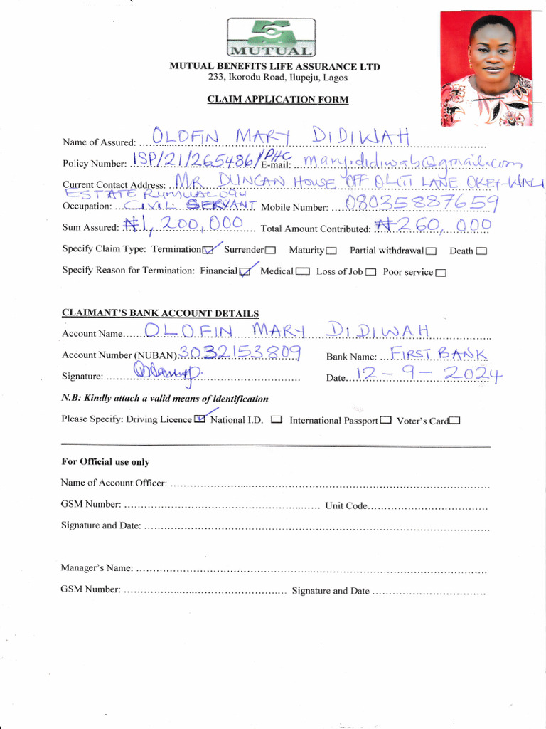 Assured Claim Application Form | PDF