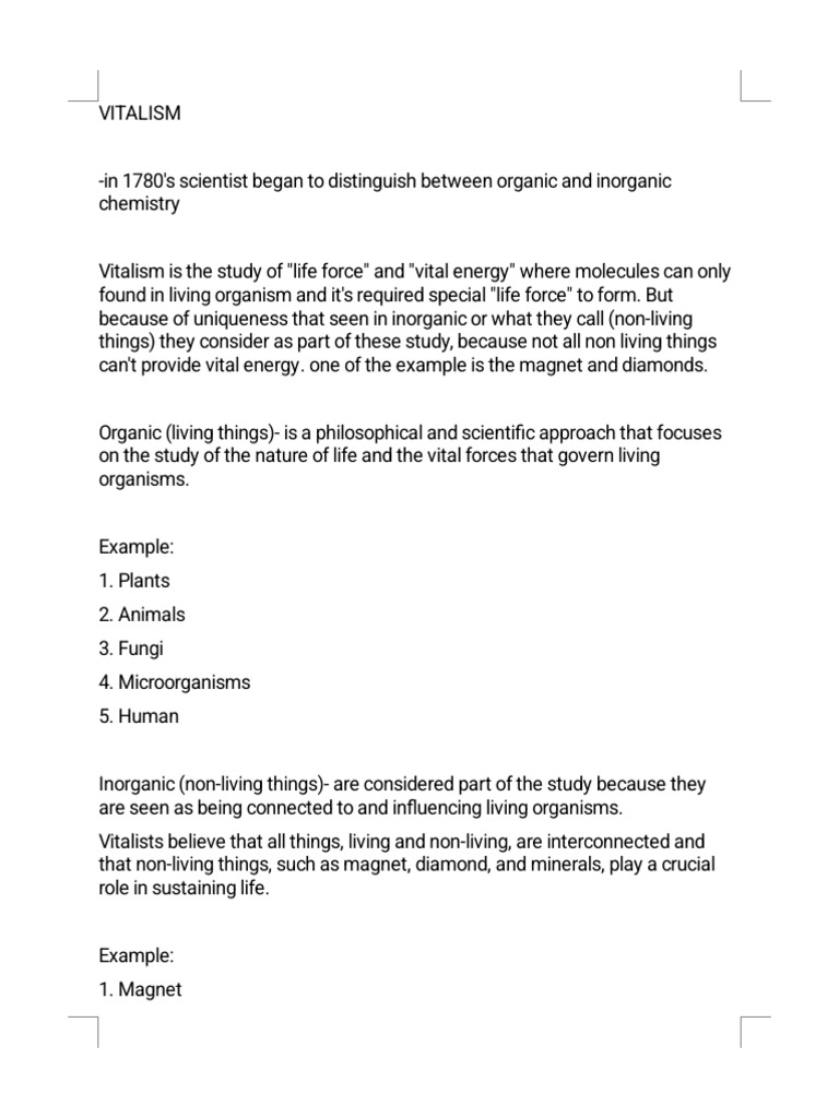 Understanding Vitalism and Life Force | PDF