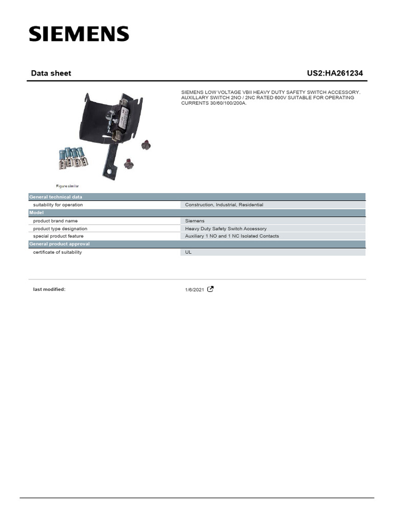 Ficha Técnica US2 HA261234 | PDF