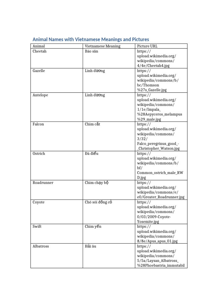 animal_translations_updated | PDF | Mammals Of Africa