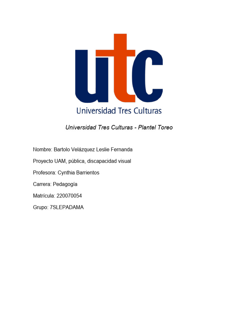 UAM, Discapacidad Visual | PDF | Plan de estudios | Aprendizaje