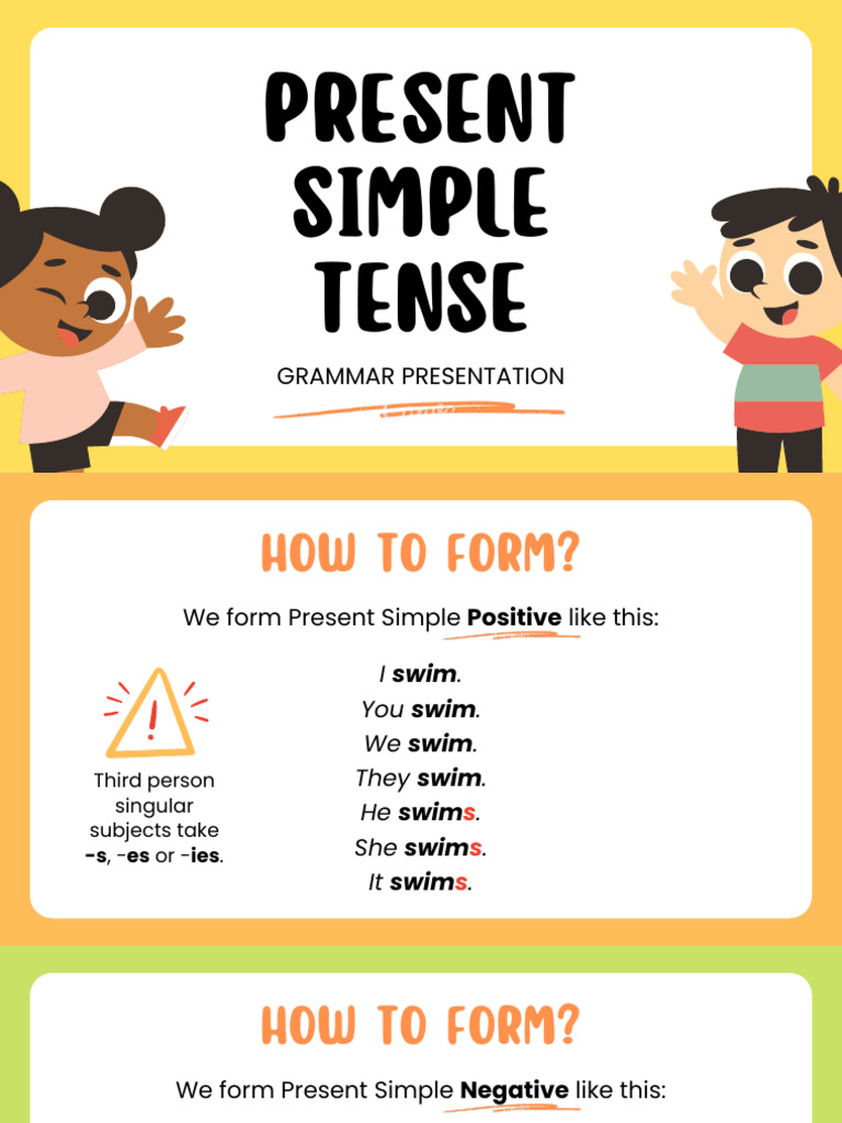Present Simple Tense English Grammar Presentation in Orange White ...