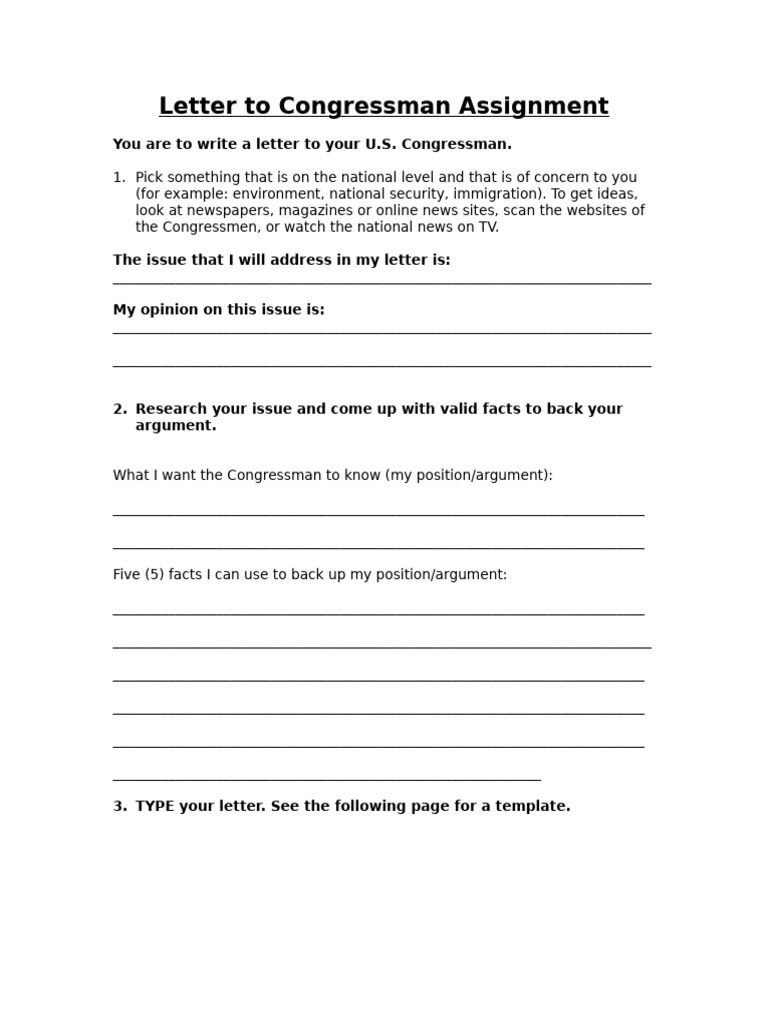 Write a Letter to Your Congressman | PDF