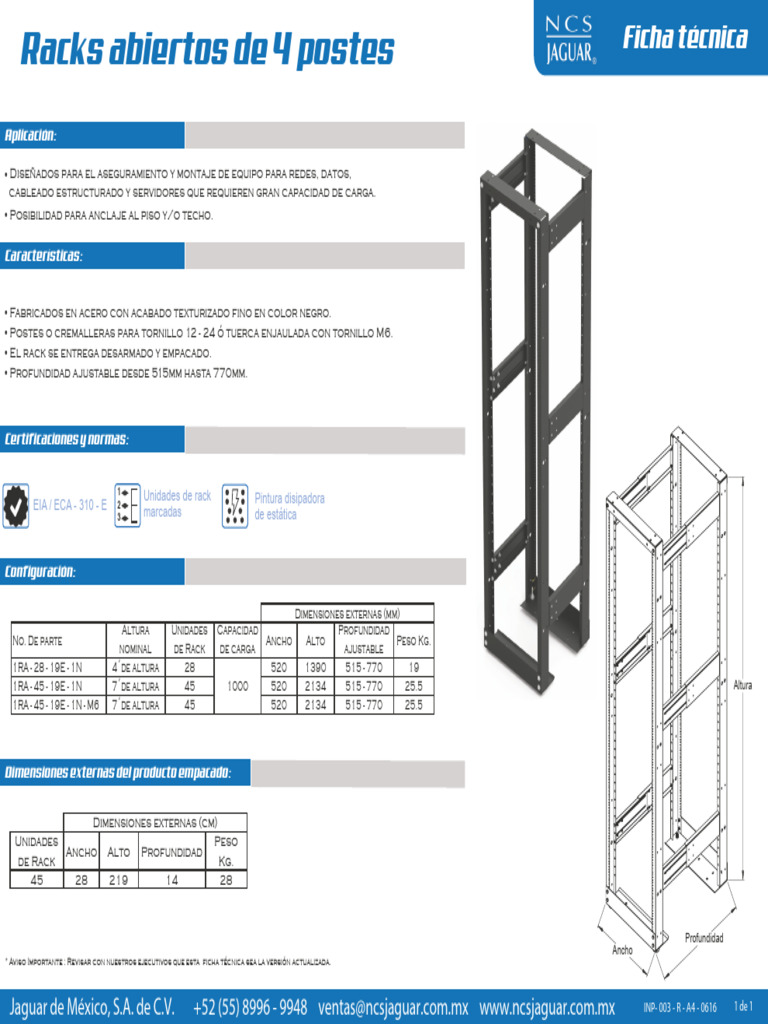 Rack Autosoportado 4 Postes | PDF | Bienes manufacturados | Equipo