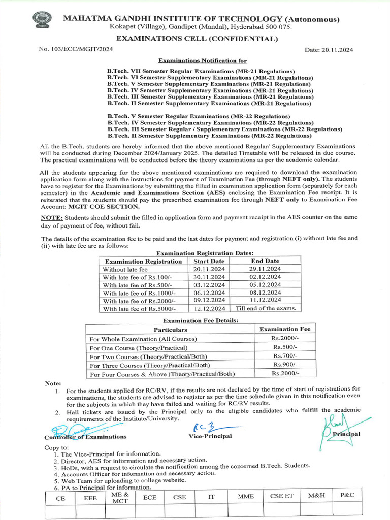 MGIT Exam Fee Payment Instructions | PDF | Payments | Fee