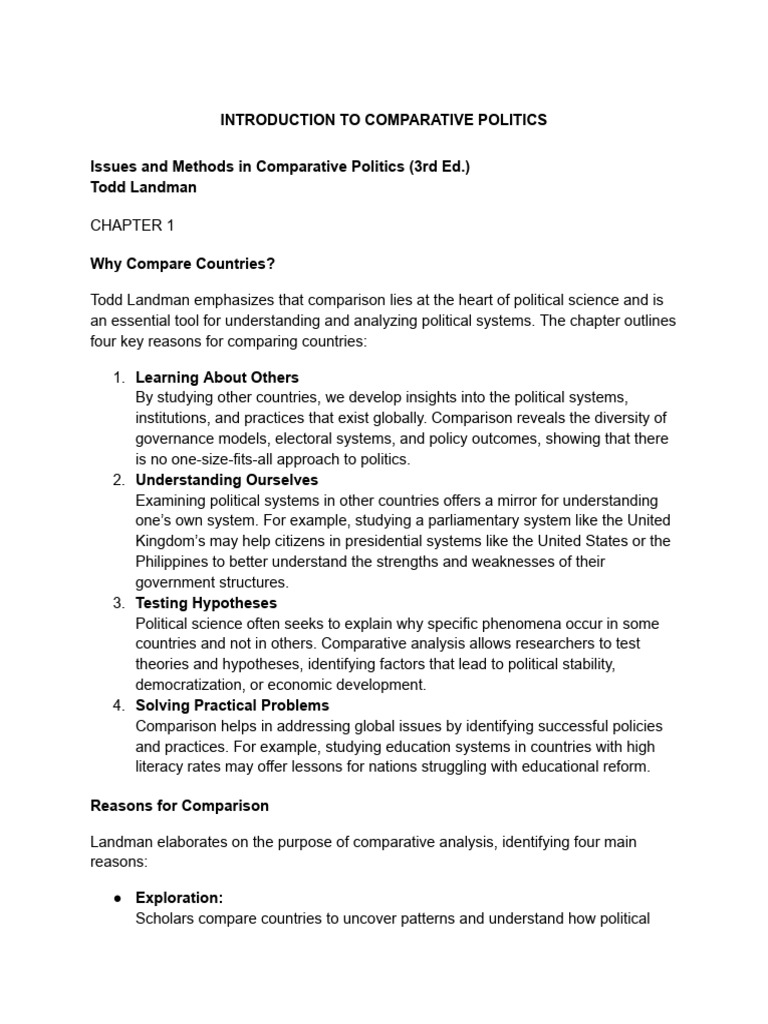 Comparative Politics Introduction Notes | PDF | Methodology | Epistemology