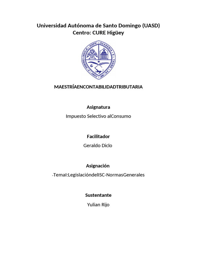 Legislación del ISC en UASD Higüey | PDF