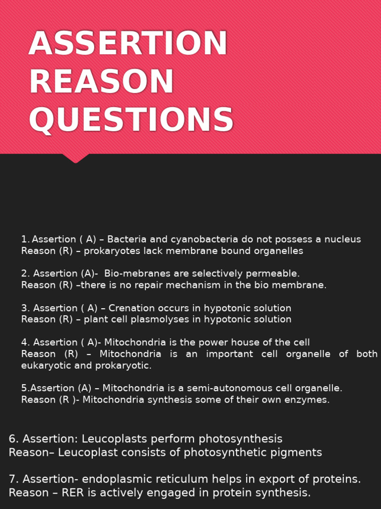 Assertion Reason Questions - Grade Ix | PDF