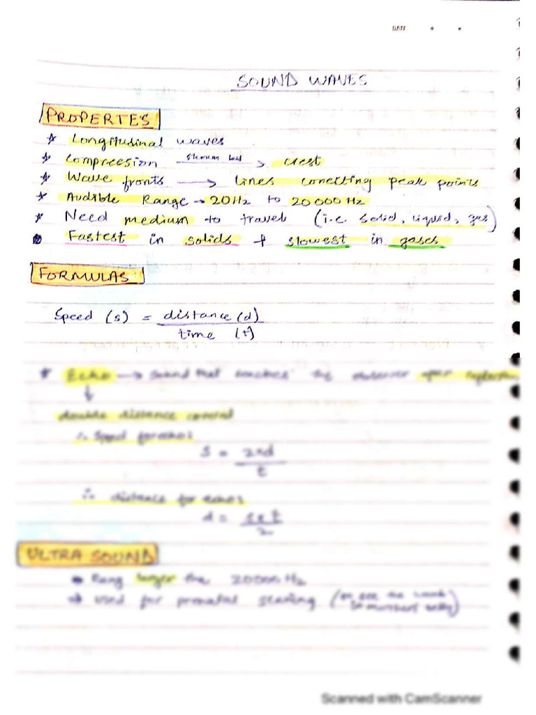 physics IGCSE notes ch-12 Sound | PDF