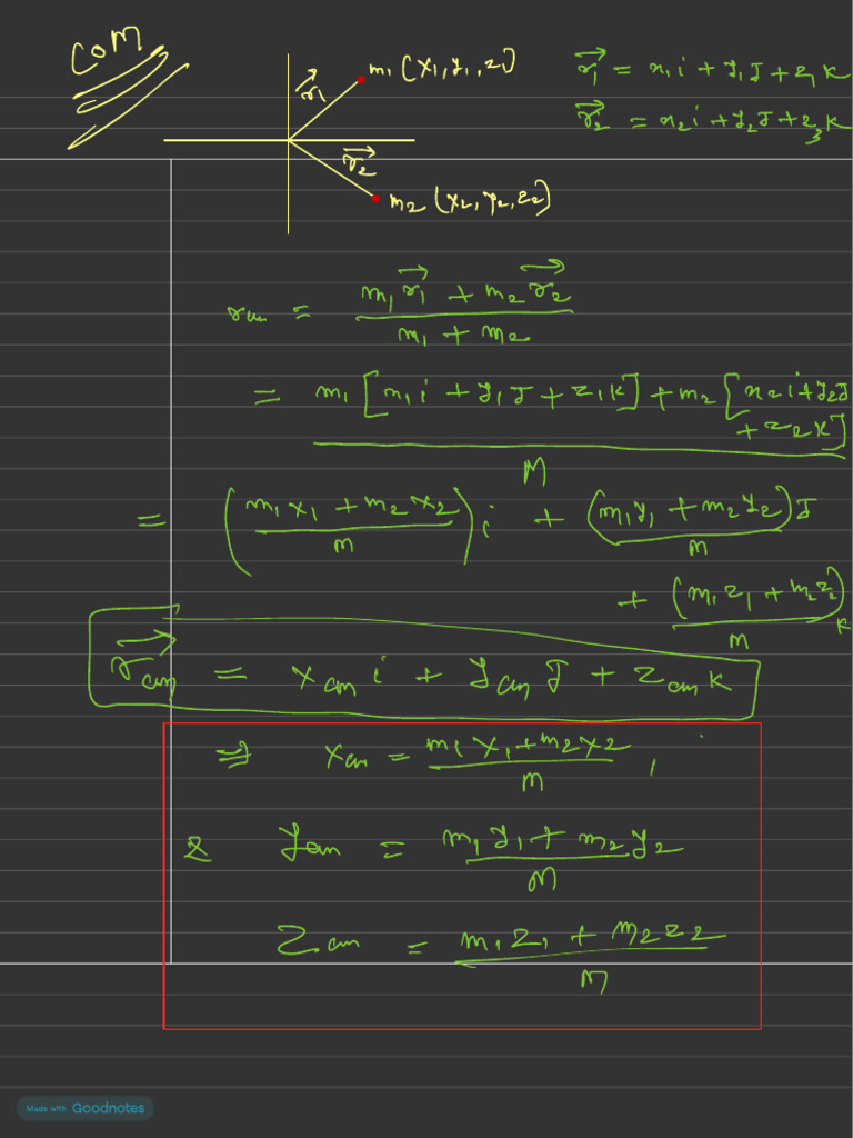 Position of Center of Mass Calculations | PDF