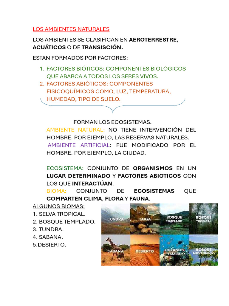 Clasificación de Ambientes Naturales | PDF | lago | Clima