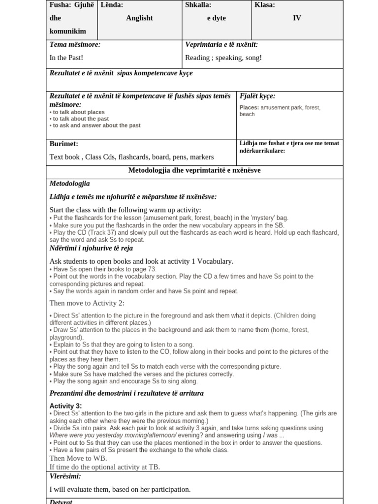 Lesson Plan no 1 | PDF | Learning