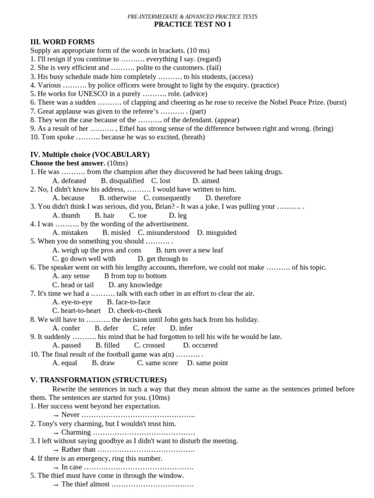 1-3-PRE-INTERMEDIATE & ADVANCED PRACTICE TESTS | PDF | Privacy | News