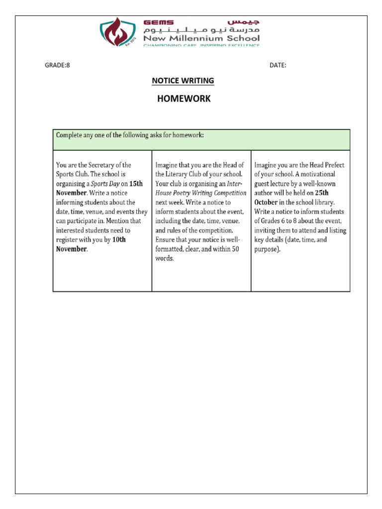 GRADE-8_HOMEWORK_ 13TH JAN | PDF