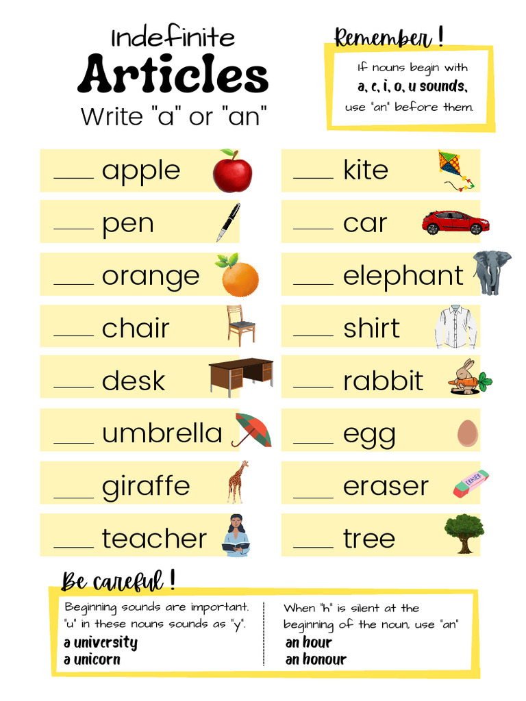 Indefinite Articles Usage Guide | PDF