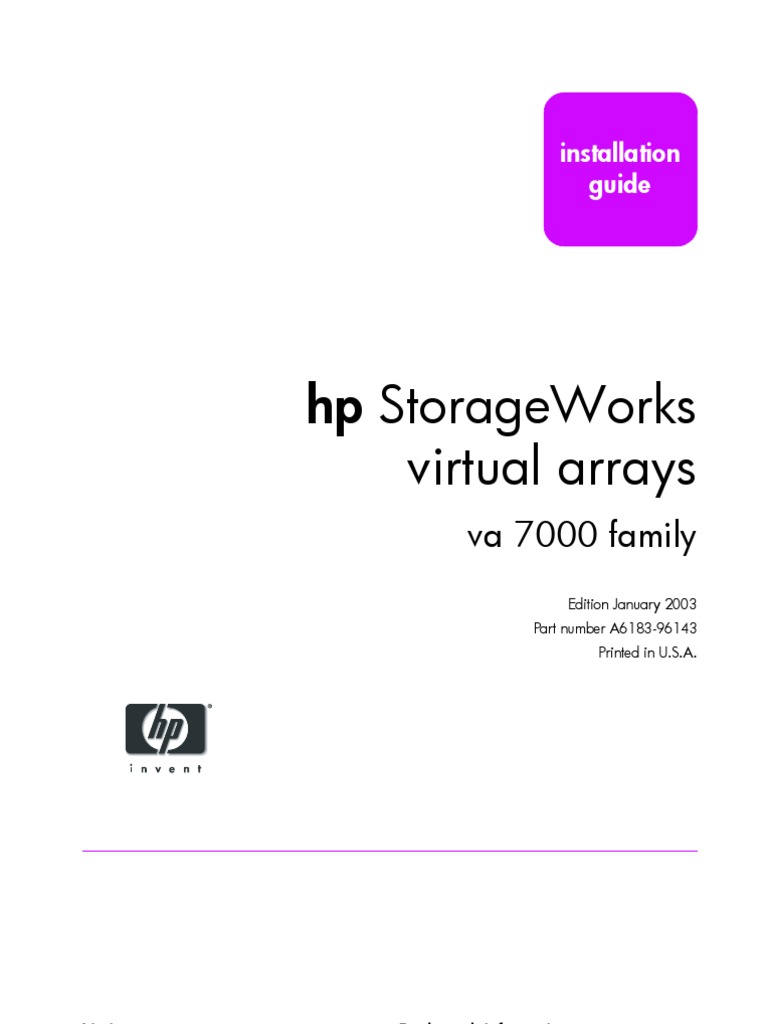HP Storageworks: Virtual Arrays | PDF | Operating System | Installation (Computer Programs)