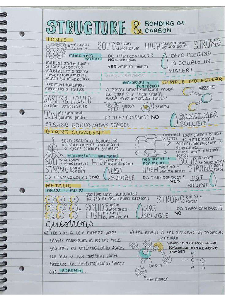 Chemistry IGCSE Notes ch-3 Chemical Bonding | PDF
