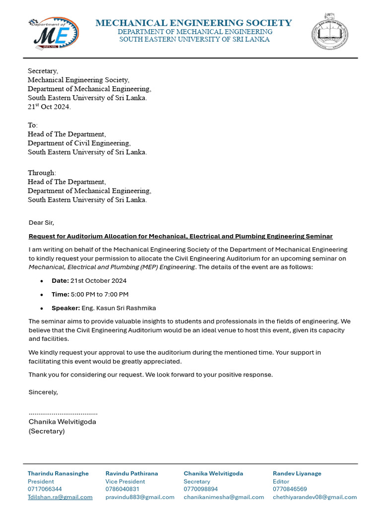 Mes - Request Letter | PDF